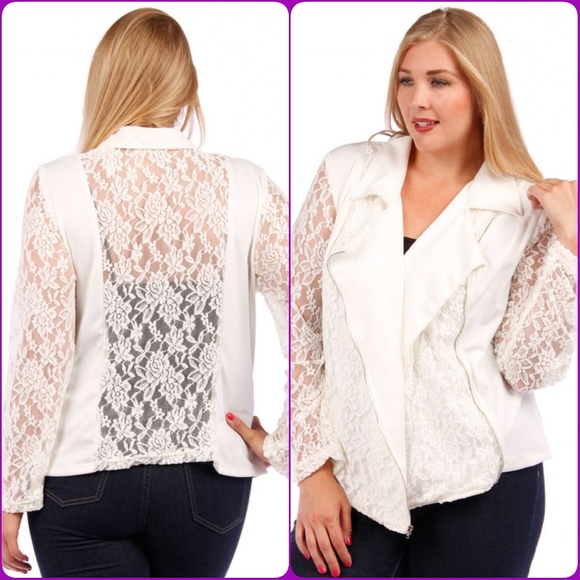 Jackets & Coats | 1x3x Plus Size Lace Panel Jacket Gold Zipper | Poshmark